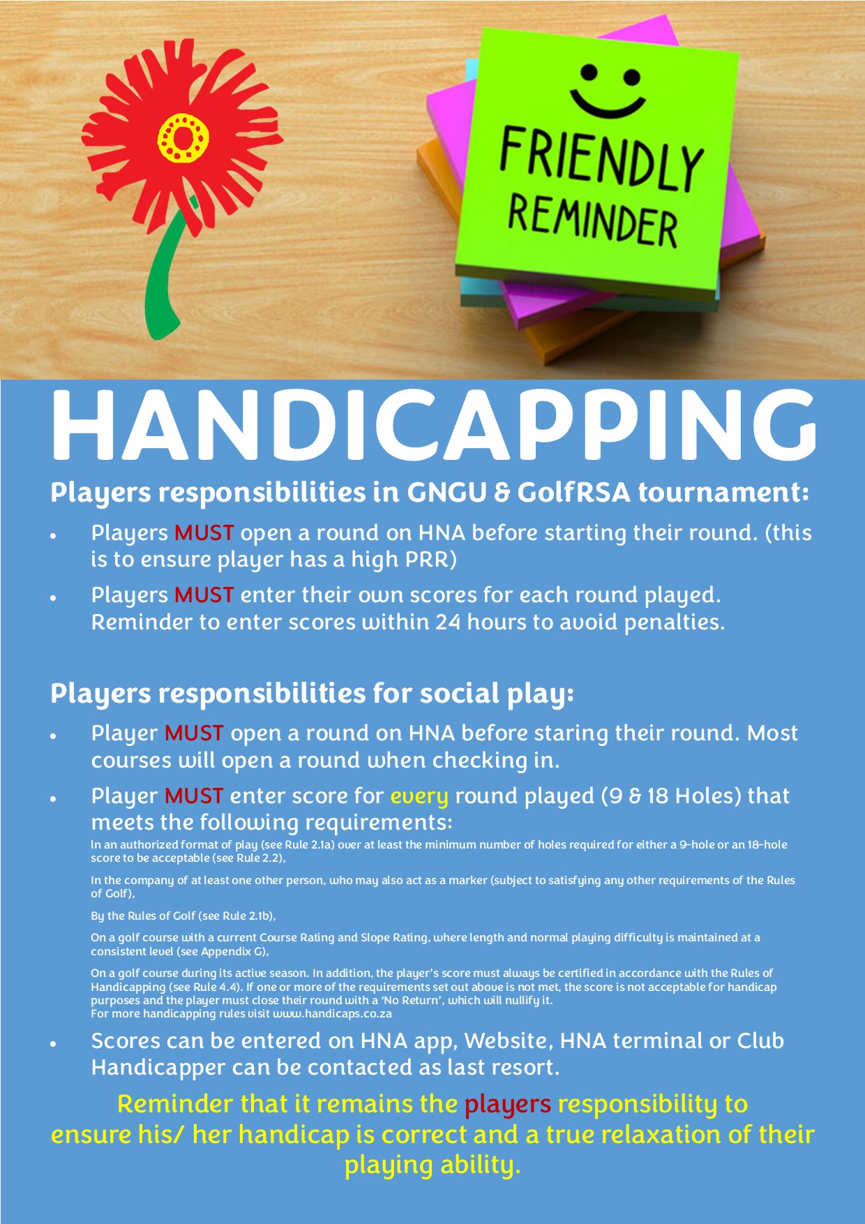 Handicapping - Gauteng North Golf Union
