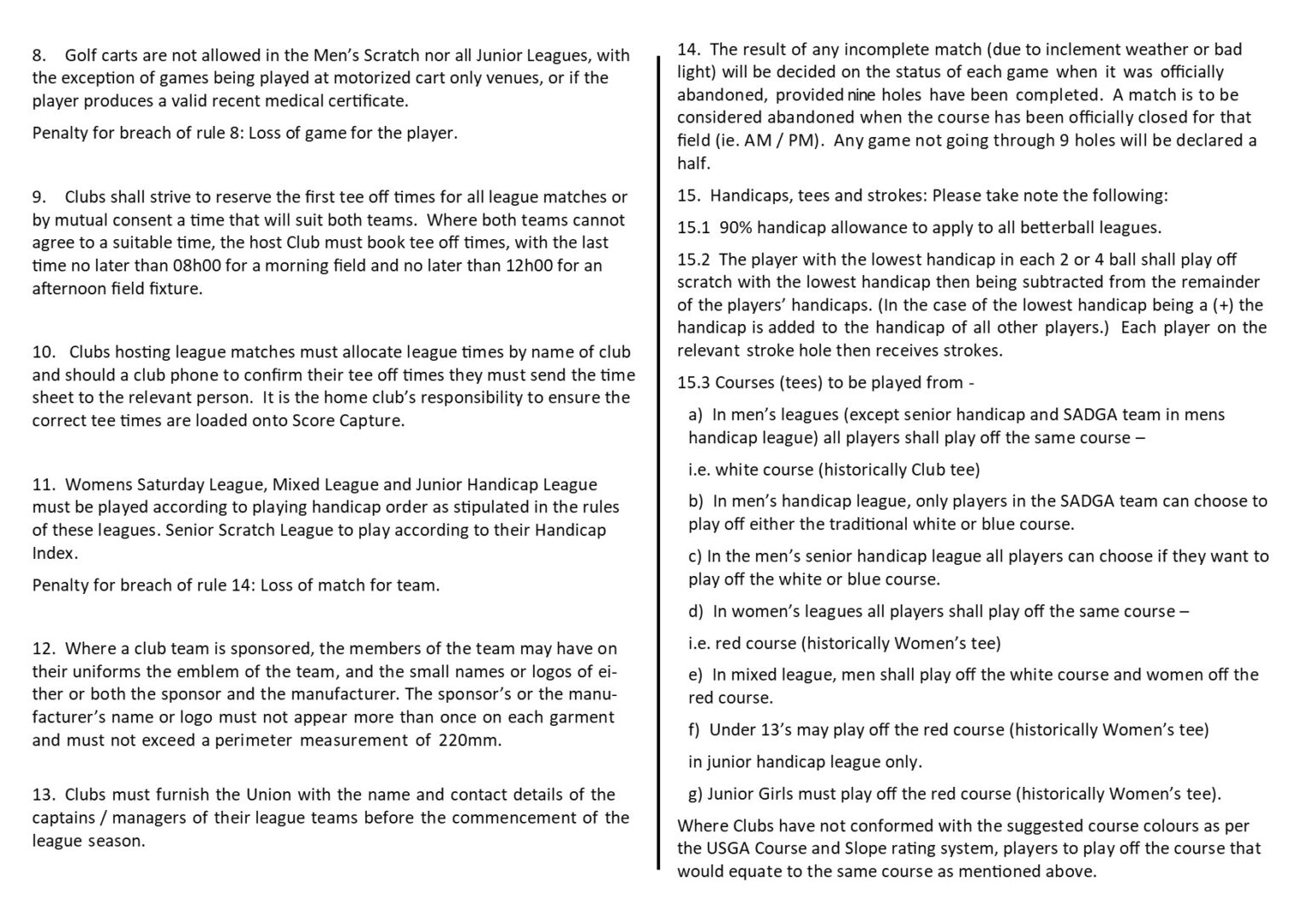 League Rules - Gauteng North Golf Union