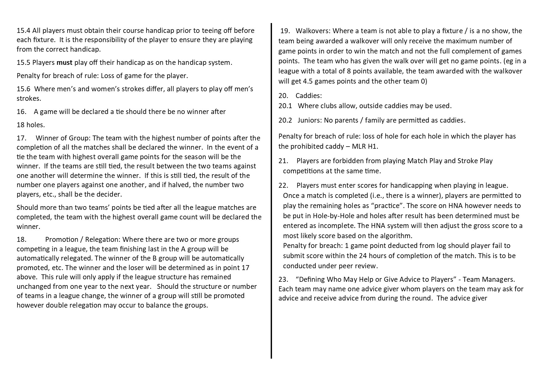 League Rules - Gauteng North Golf Union
